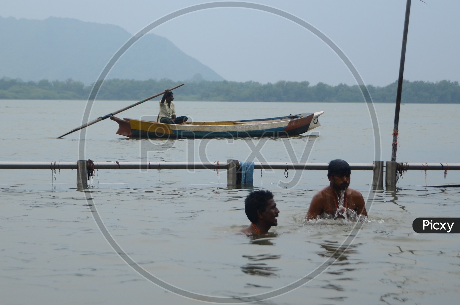 Image of KL Rao ghat, Fisherman, Boat-LO727544-Picxy