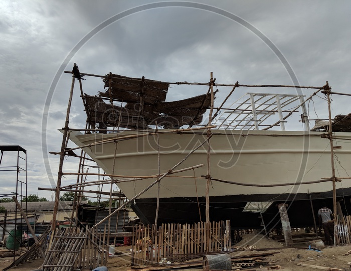 Image of Ship Building at Shores of the Beach and Port-CS537385-Picxy