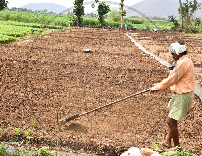 Image of Man plowing a field with a hand plow-ES680717-Picxy
