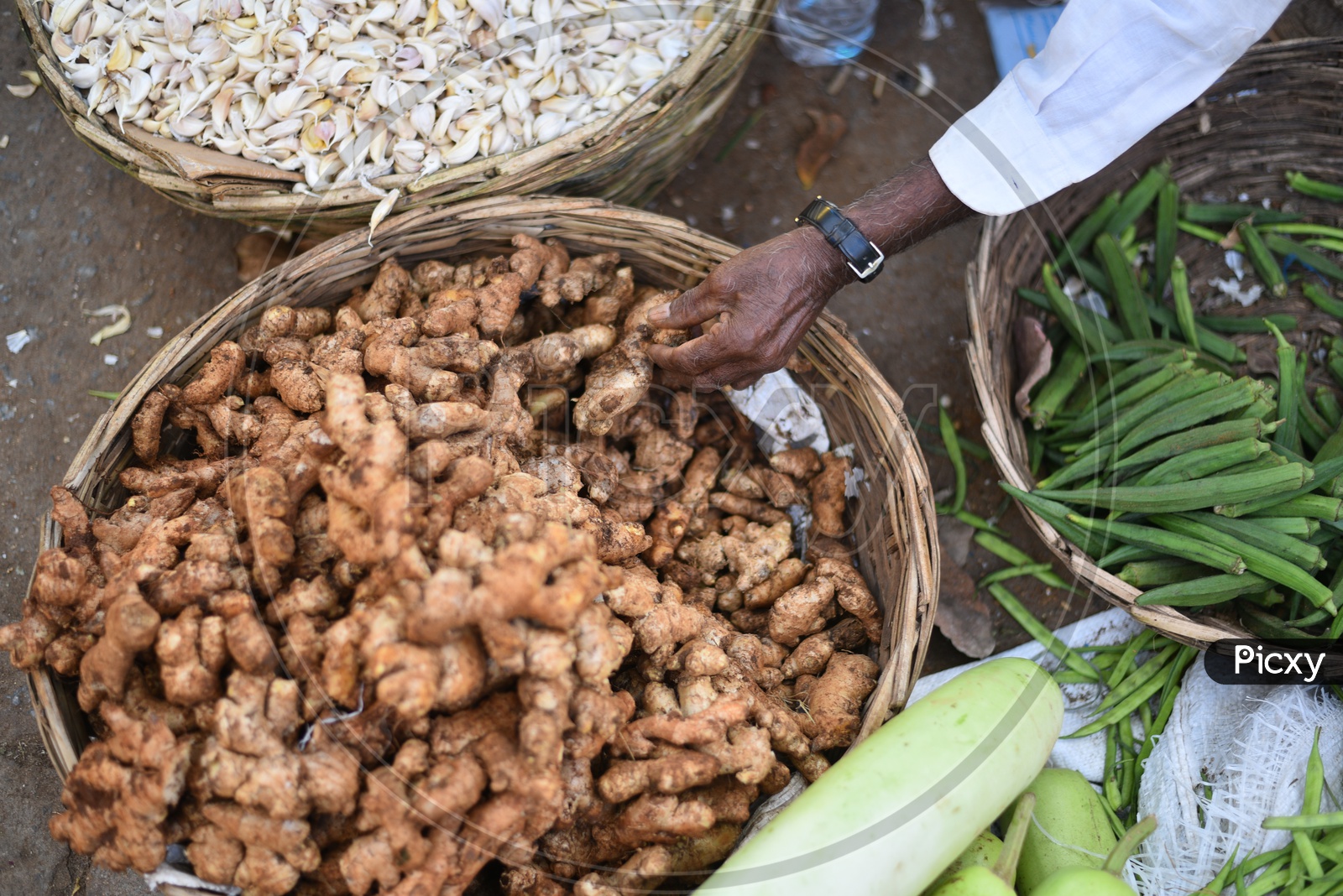 Image of Ginger at Local Vegetable Market/Rythu Bazar-XK677198-Picxy