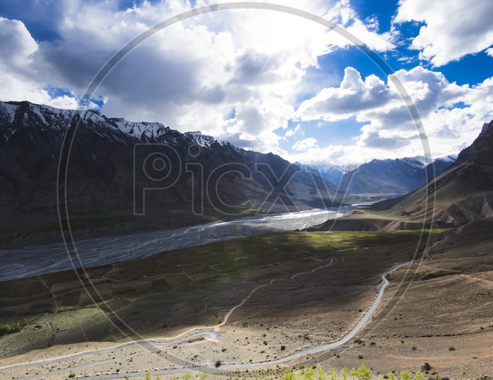 Image of Snow Mountains at Spiti Valley, Marango Rangarik, Himachal ...