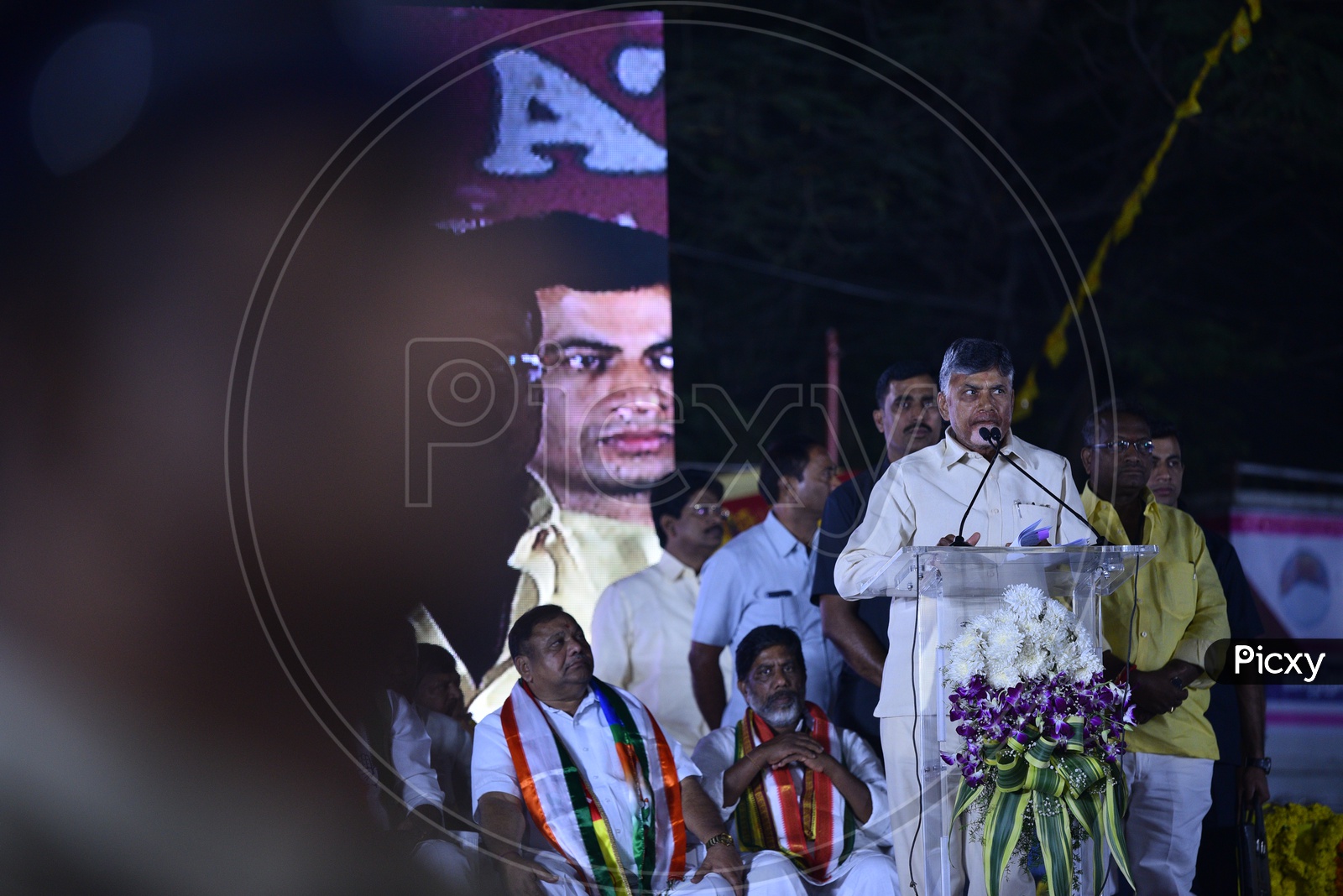 Image of Chief Minister Chandrababu Naidu at TDP Party meeting in Ameerpet for Telangana ...