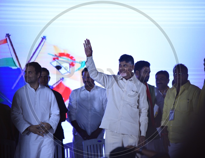 Image of Rahul Gandhi, Kodanda ram, Uttam Kumar, N Chandra Babu Naidu and others during ...
