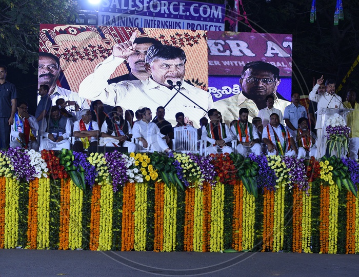 Image of Rahul gandhi, Kodanda ram, Uttam Kumar, N Chandra Babu Naidu and others during ...