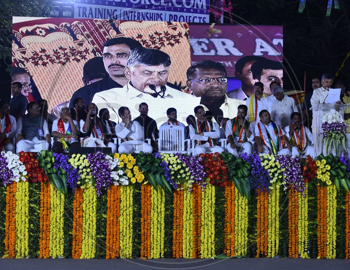 Image of Rahul gandhi, Kodanda ram, Uttam Kumar, N Chandra Babu Naidu and others during ...