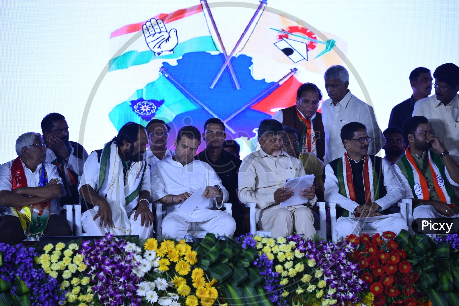 Image of Rahul Gandhi, Kodanda ram, Uttam Kumar, N Chandra Babu Naidu and others during ...