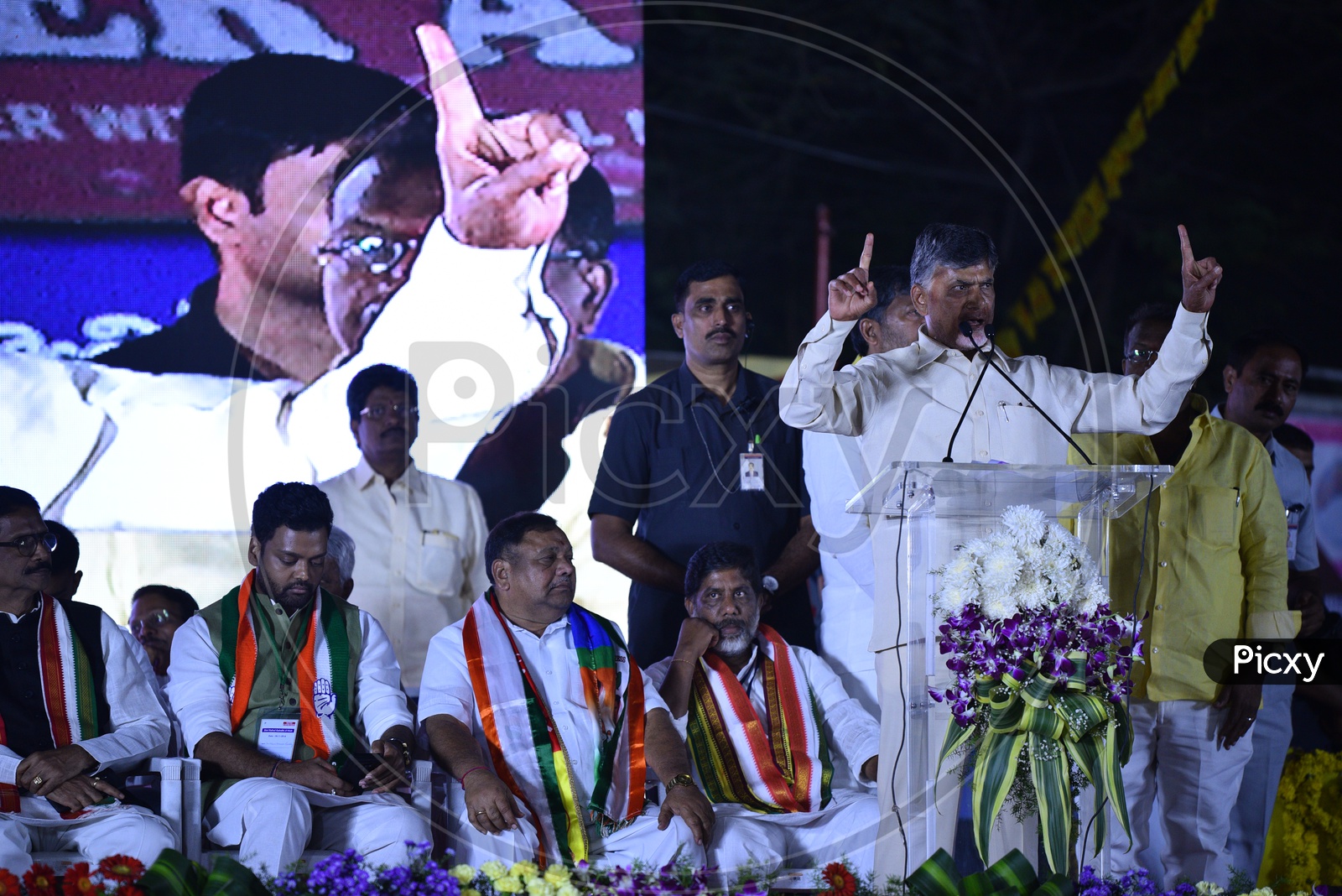 Image of Chief Minister Chandrababu Naidu at TDP Party meeting in Ameerpet for Telangana ...