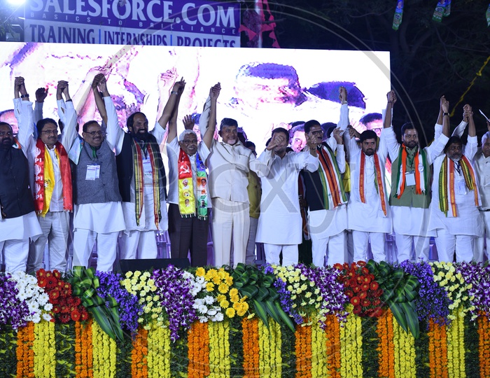 Image of Rahul gandhi, Kodanda ram, Uttam Kumar, N Chandra Babu Naidu and others during ...