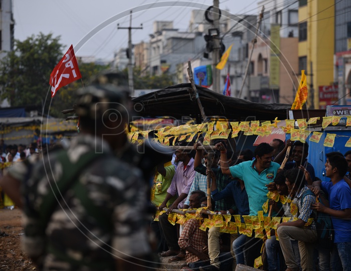 Image of TDP Supporters In a Public Meeting / TDP Party Flags / People ...