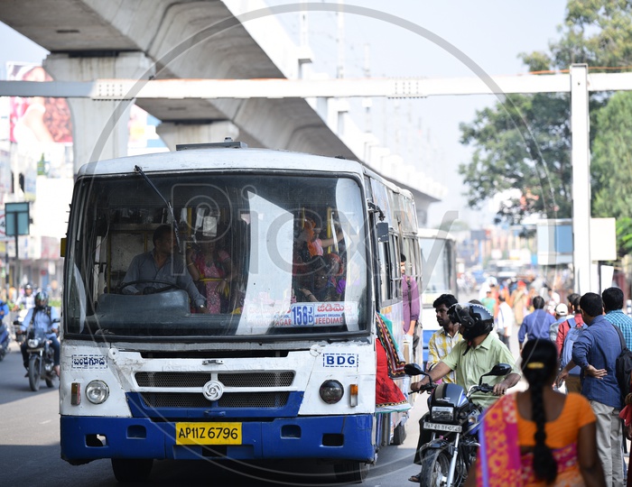 Image of Woman Getting into Bus-QB151246-Picxy