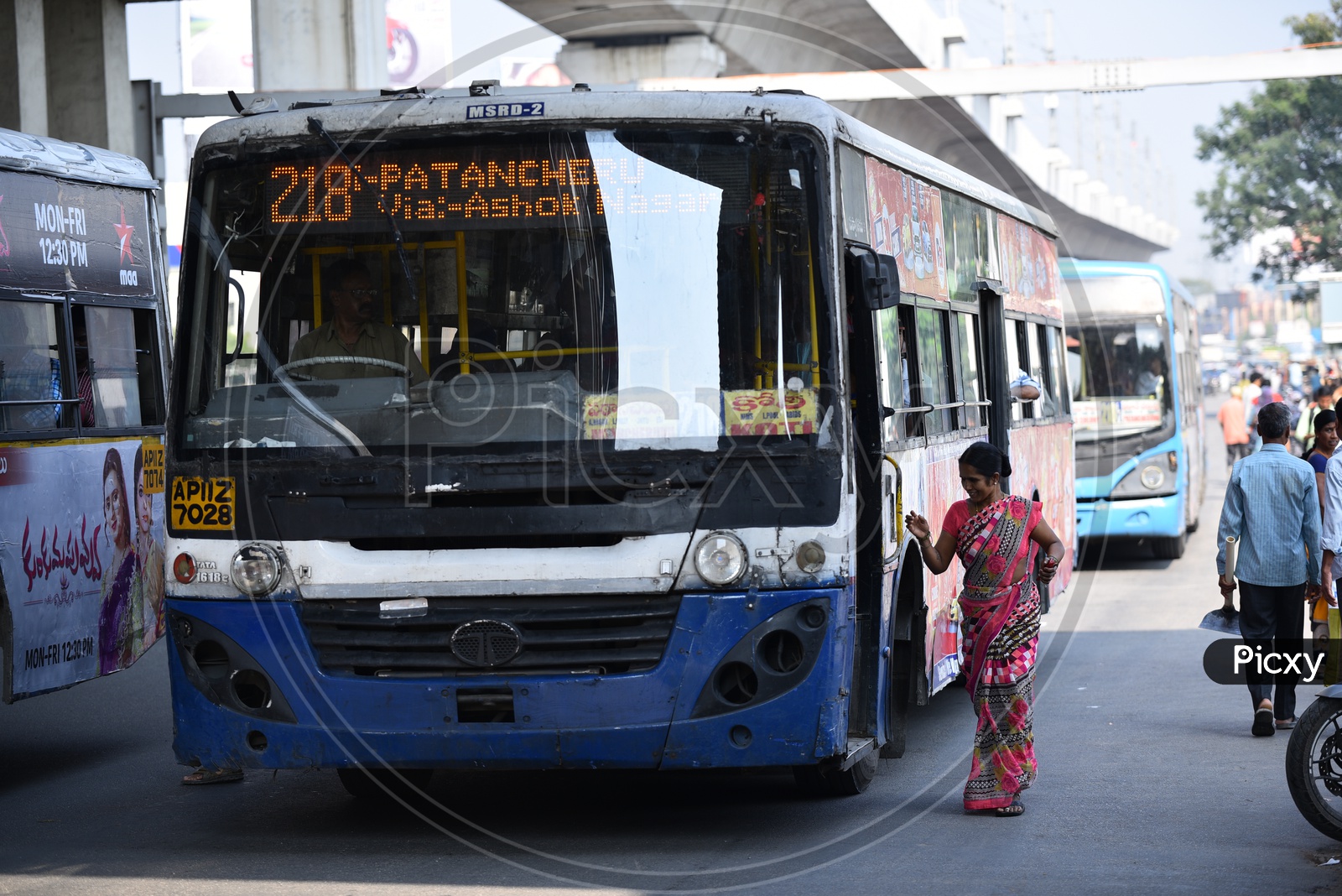 Image of Woman Getting into Bus-QB151246-Picxy