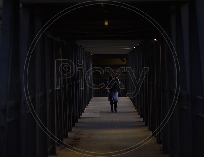 Image of people using the newly constructed foot over bridge on KPHB ...