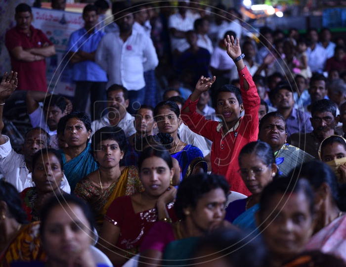 Image of Indian political voter crowd at Praja Aashirwada sabha by TRS ...