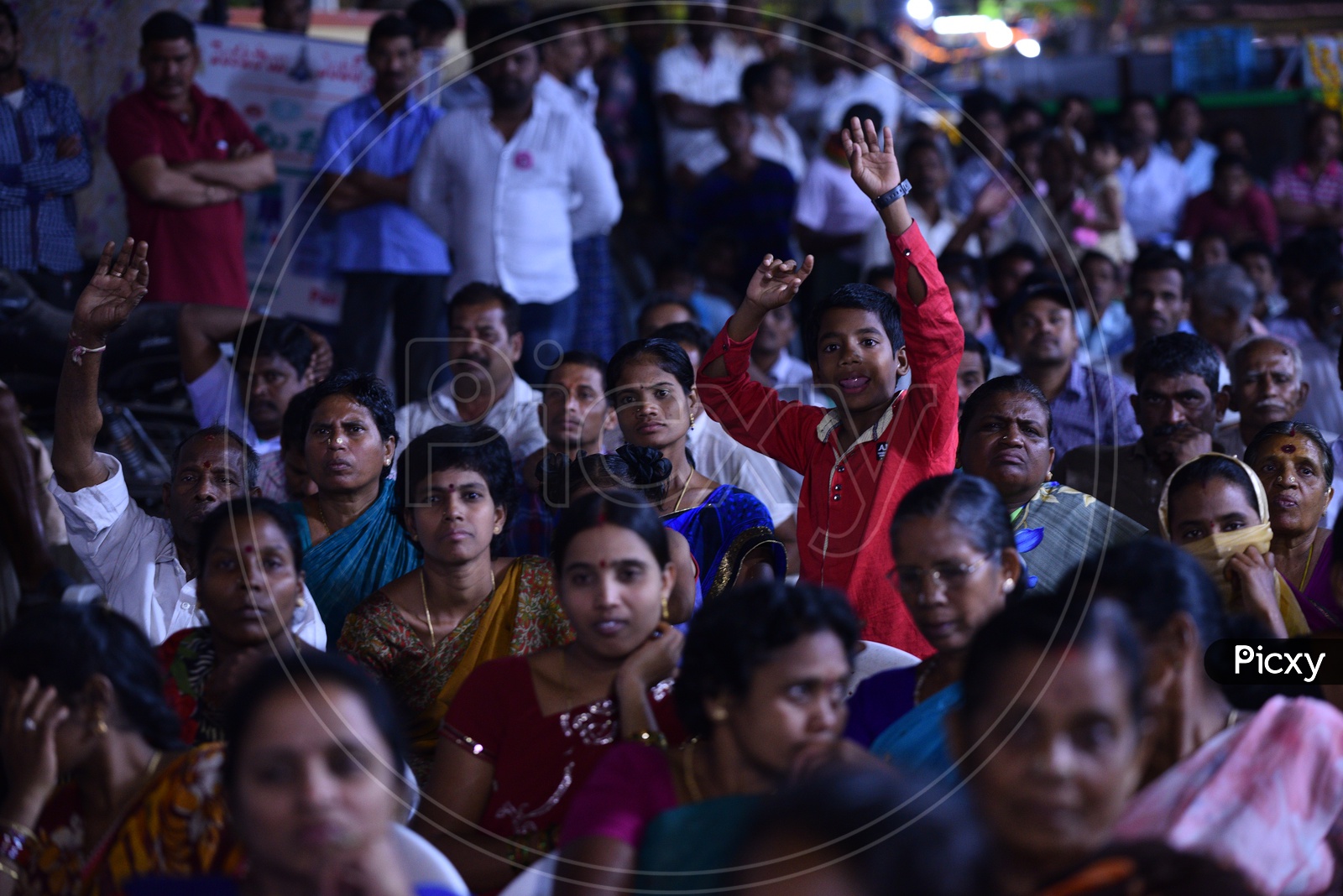 Image of Indian political voter crowd at Praja Aashirwada sabha by TRS ...