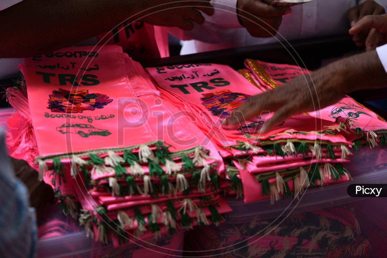 Image of TRS Party Flags ready For Celebrations After The Victory in ...