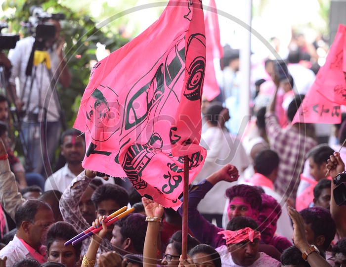 Image of TRS Party Supporters Celebrating in TRS Bhavan After Winning ...