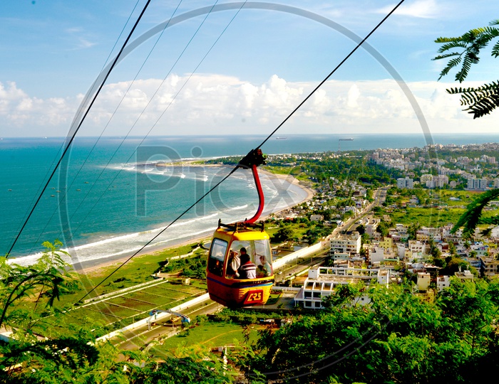Image of Rope Way in Vizag With Beach view in Background-MP849705-Picxy