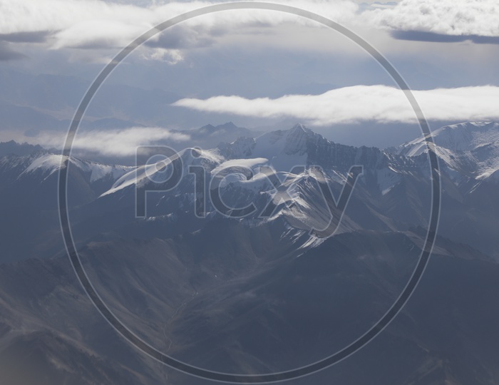 Image of A Beautiful Aerial Views Of Mountain ranges of leh From Flight ...