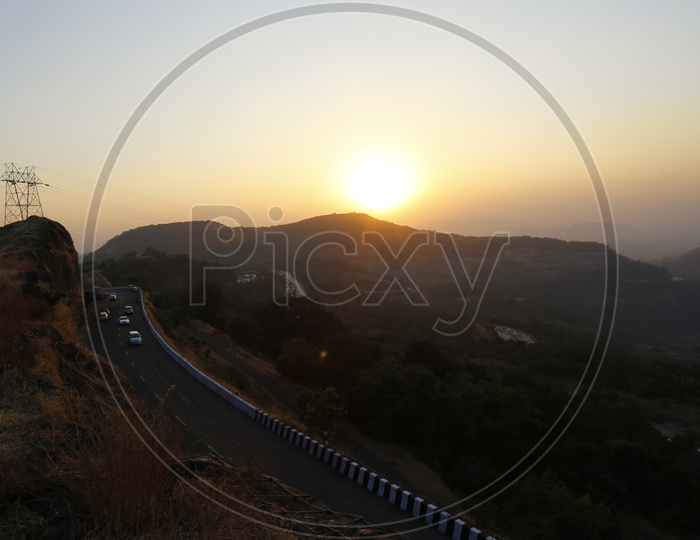 Image of Beautiful Mountains of Lonavala with Sunrise in the sky ...