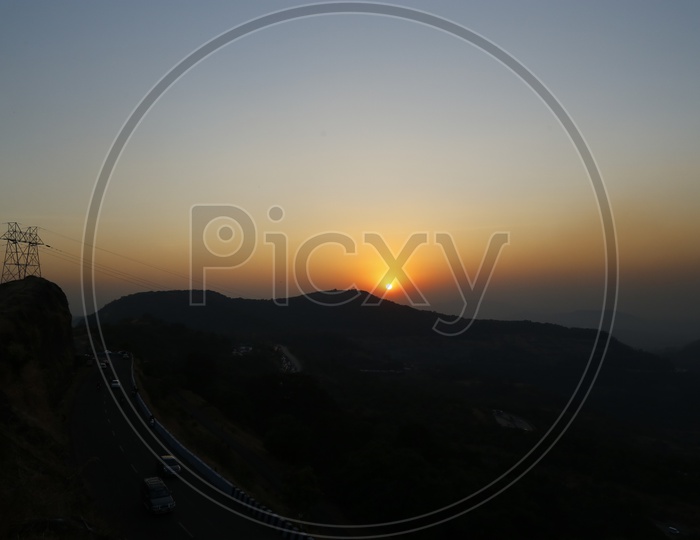 Image of Beautiful Mountains of Lonavala with Sunrise in the sky ...