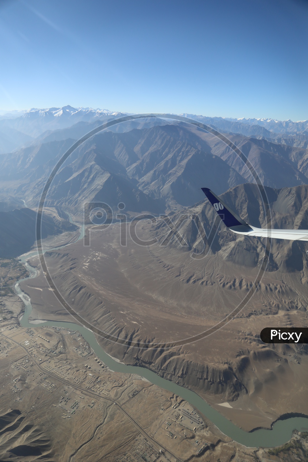Image of An Aerial View Of River Valleys In Leh shot From Flight Window ...