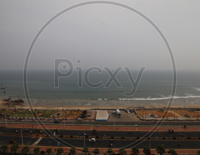 Image of Aerial View Of Visakhapatnam Beach Road and Beach From Novotel ...