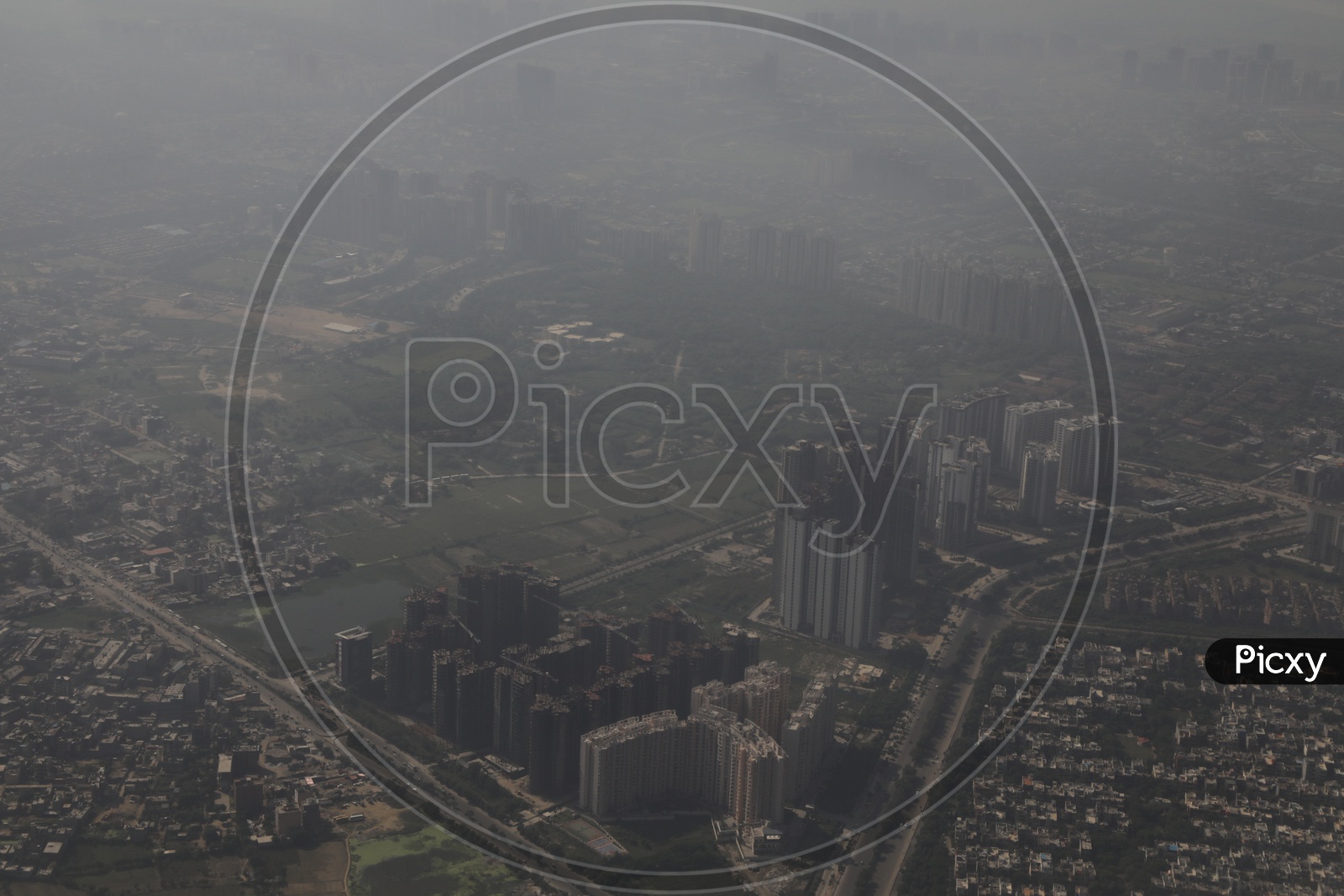 Image of Aerial View Of Hyderabad City From Flight Window-XQ659395-Picxy