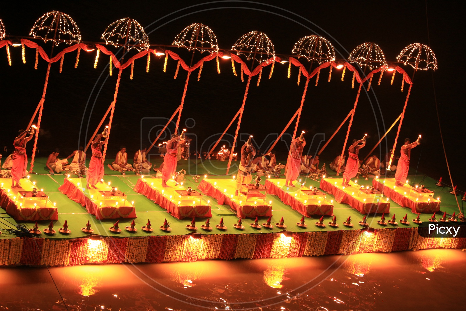 Image of Priests Performing Holy Harathi / Aarti in Rajahmundry for ...