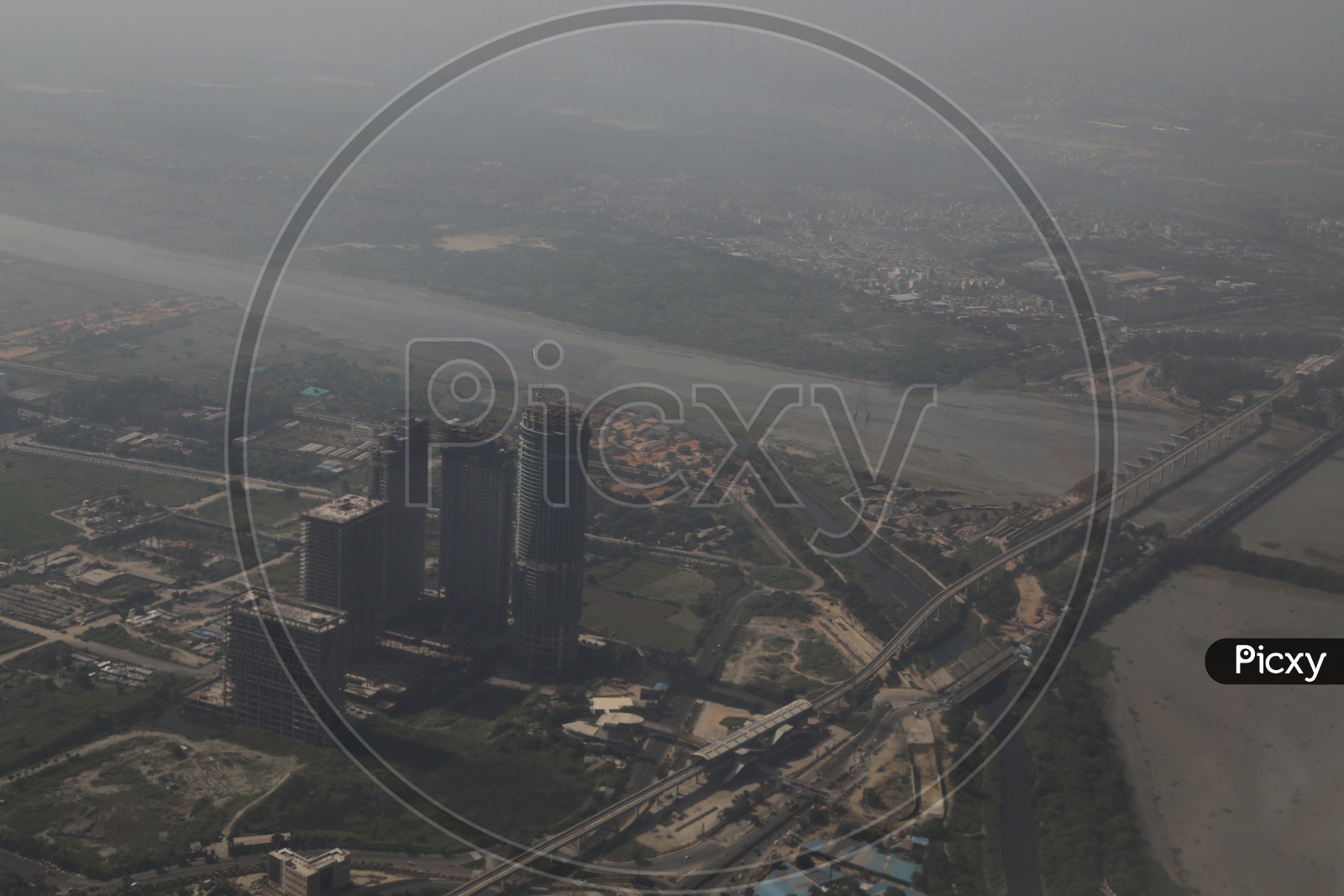 Image of Aerial View Of Hyderabad City From Flight Window-MY349141-Picxy