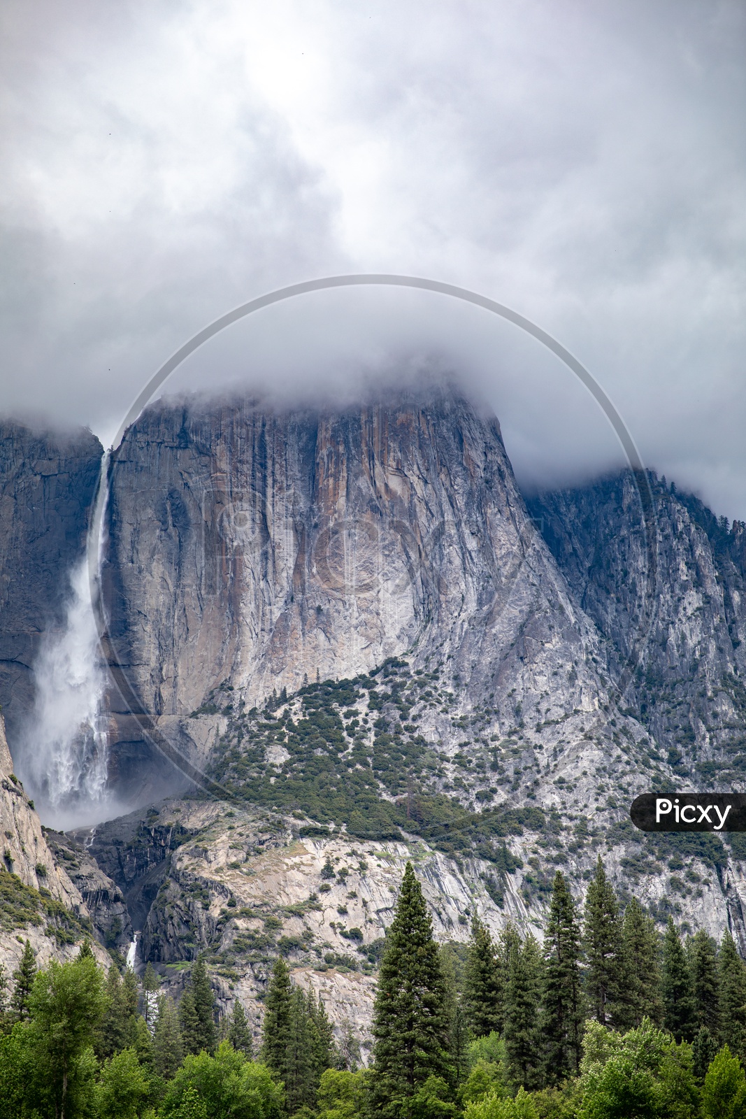 Image of A Beautiful Water Falls Falling From The Mountains in Yosemite ...