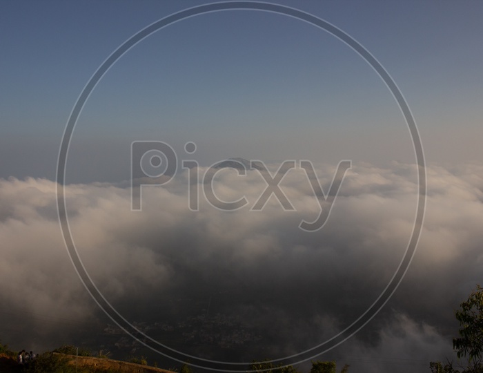 Image of Beautiful View point at Nandi Hills with Clouds-RG188746-Picxy