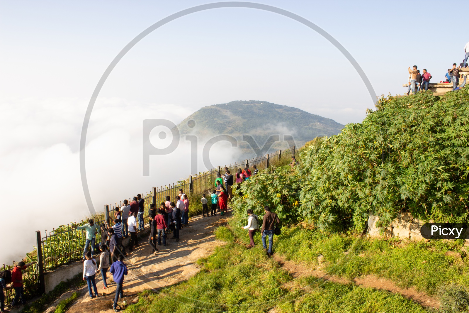 Image of Beautiful View Point at Nandi hills with Clouds and Mountains ...