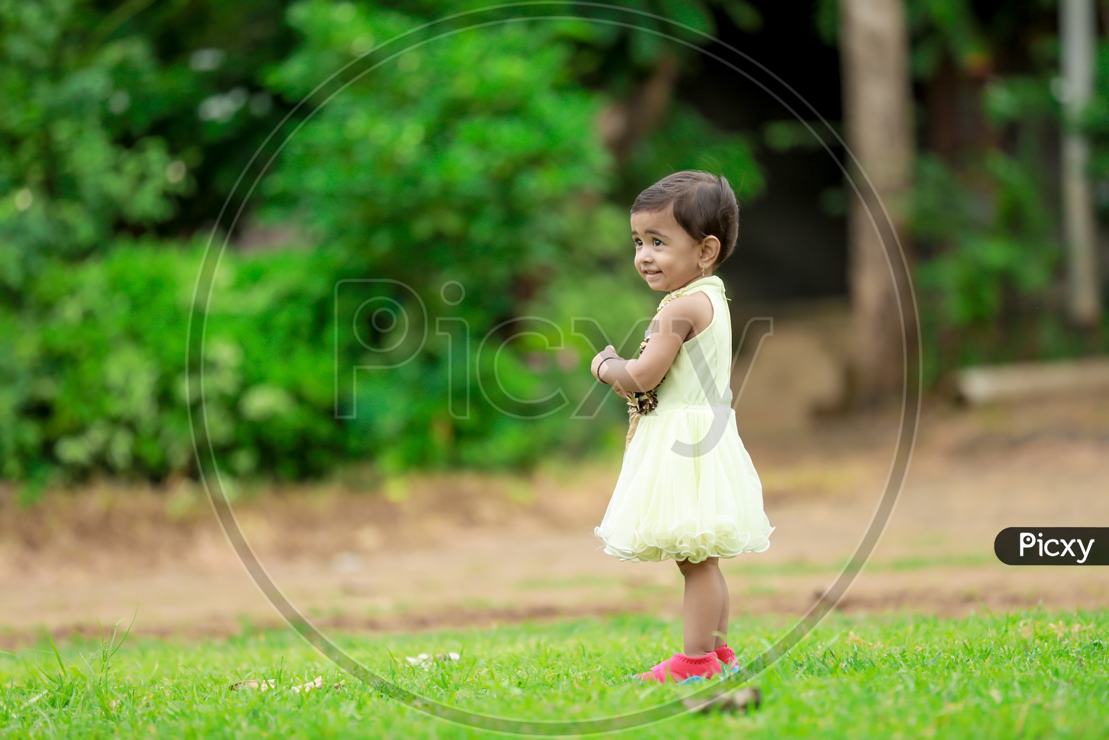 Image of cute little kid portrait with green background / kids ...