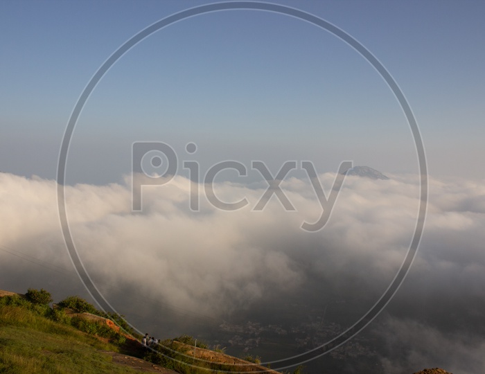Image of Beautiful View point at Nandi Hills with Clouds-XW466893-Picxy