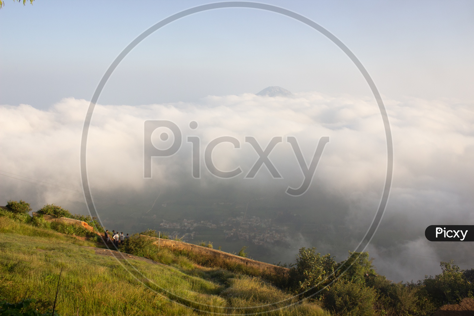 Image of Beautiful View point at Nandi Hills with Clouds-CG505741-Picxy