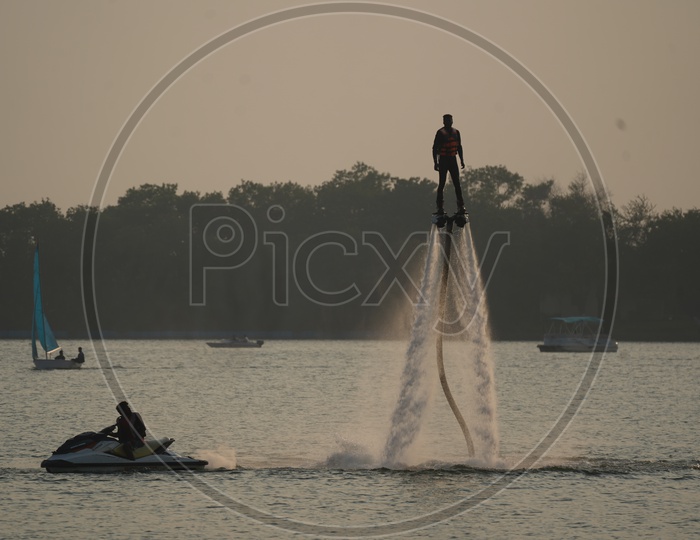 Image of Water Hover Boarding at Amaravati Air Show 2018 or Vijayawada ...