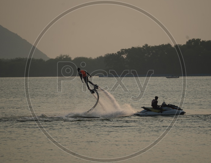 Image of Water Hover Boarding at Amaravati Air Show 2018 or Vijayawada ...