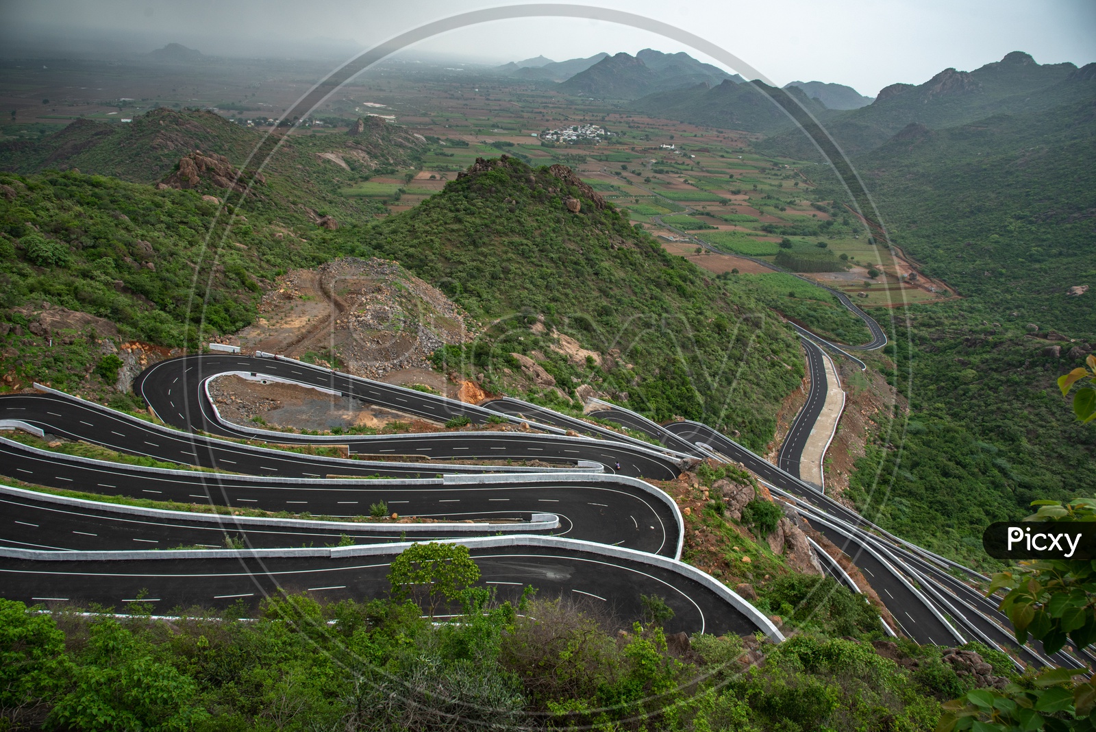 Image of Kondaveedu Village and Hill range and Ghat Road-VH298840-Picxy