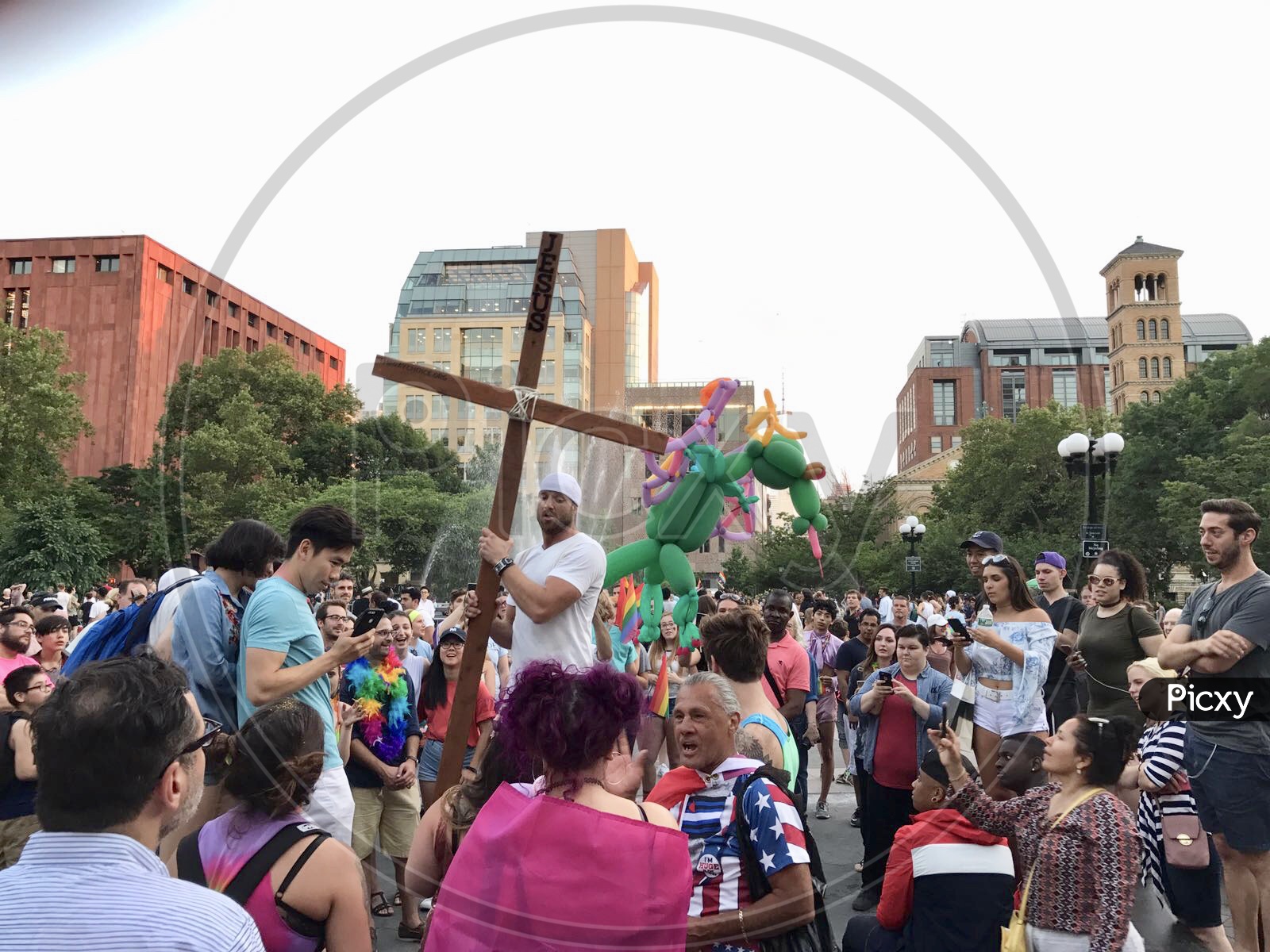 Image of LGBT Activists vs Conservative Christian in Manhattan at Pride ...