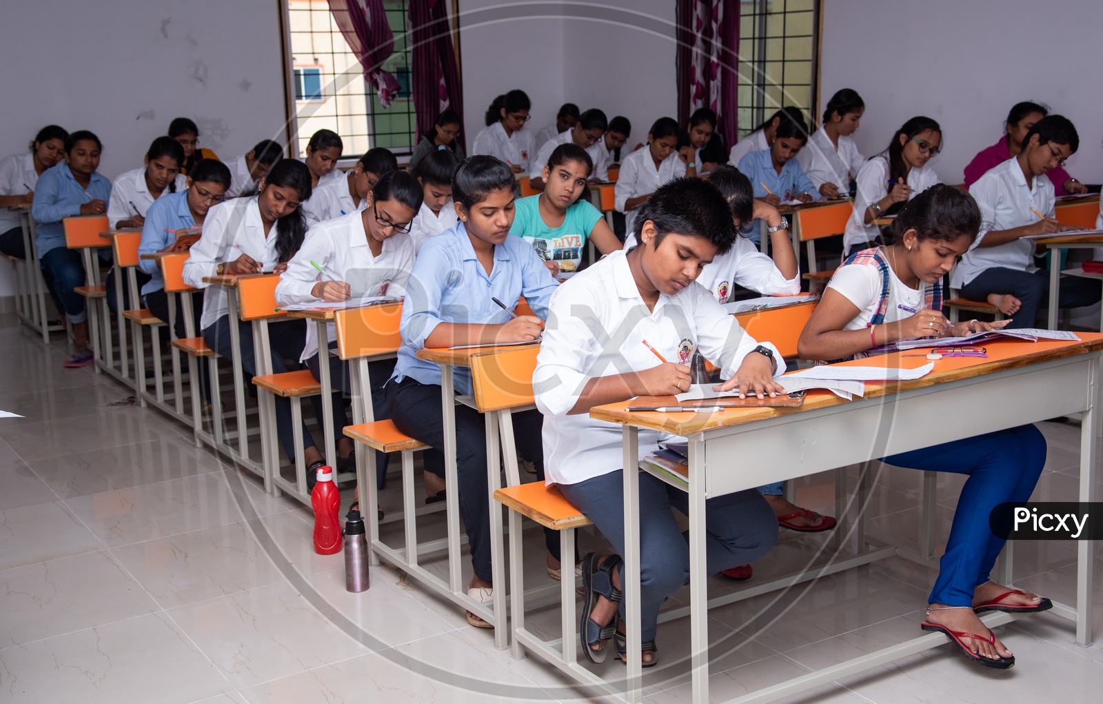 Image of Students in an examination hall in an educational institute in ...