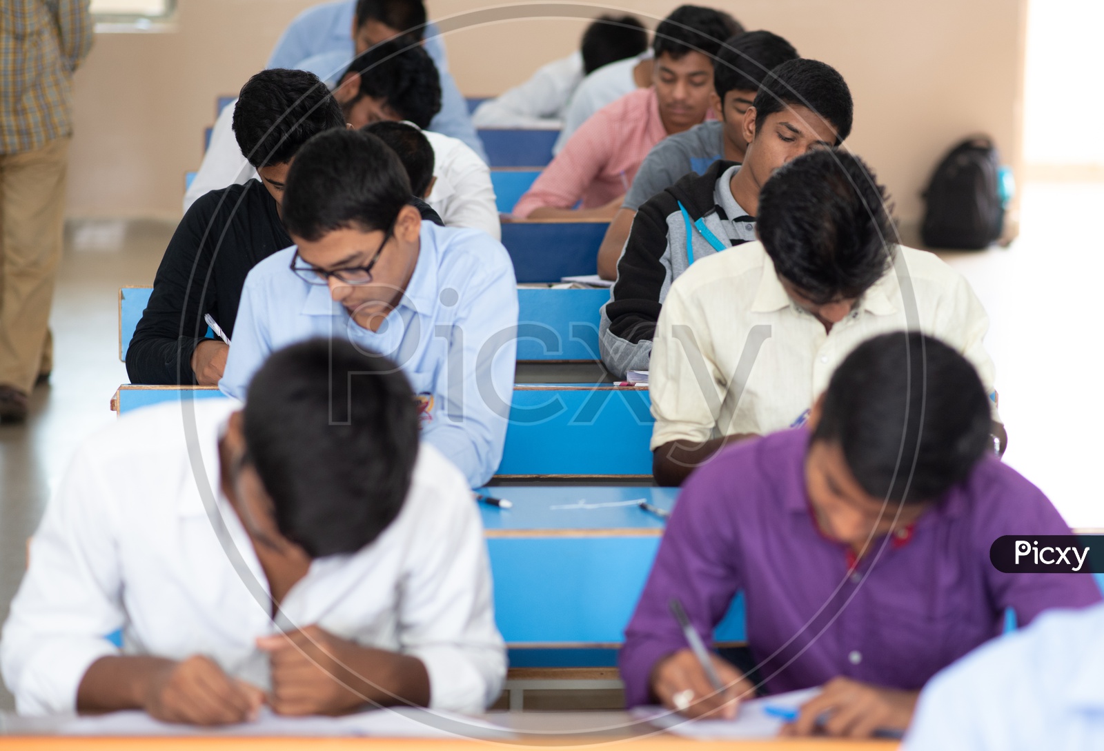 Image of Students writing exam at an educational institute in Telangana ...