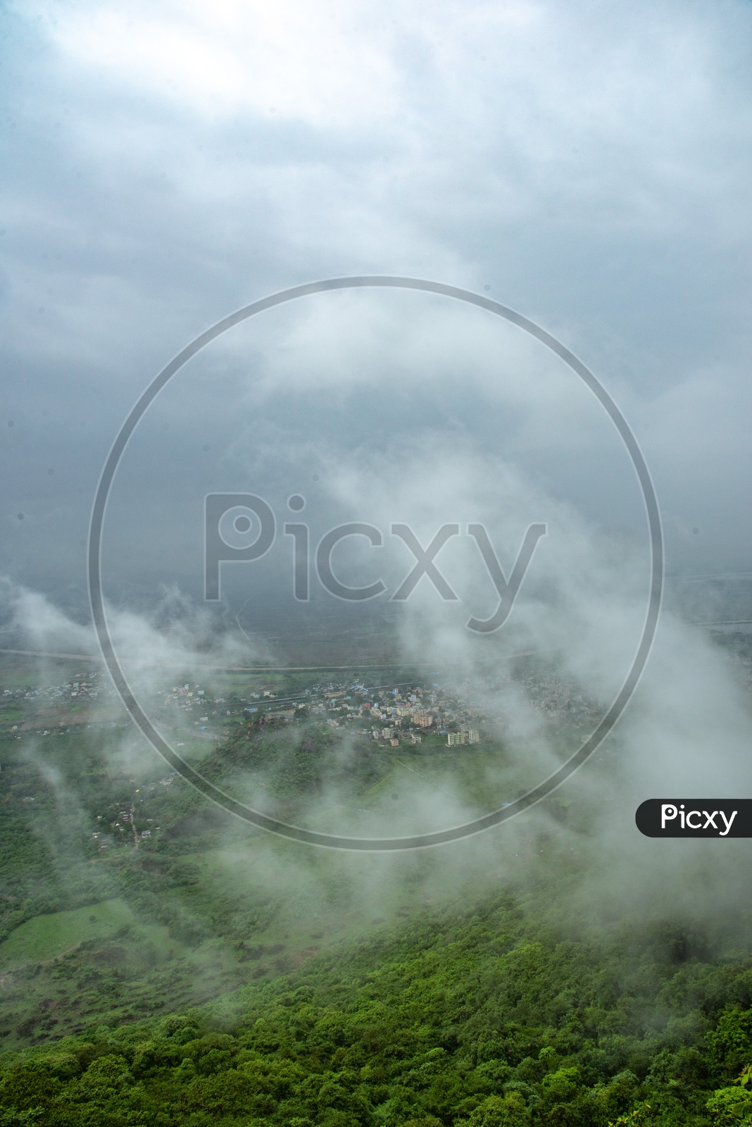 Image of A view of hill range and villages at Kondapalli/mulapadu ...