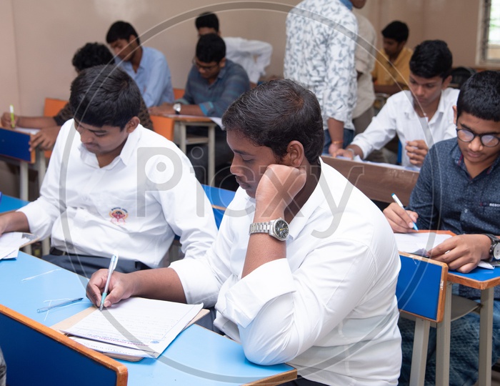 Image of Students writing his exam at an educational institute in ...