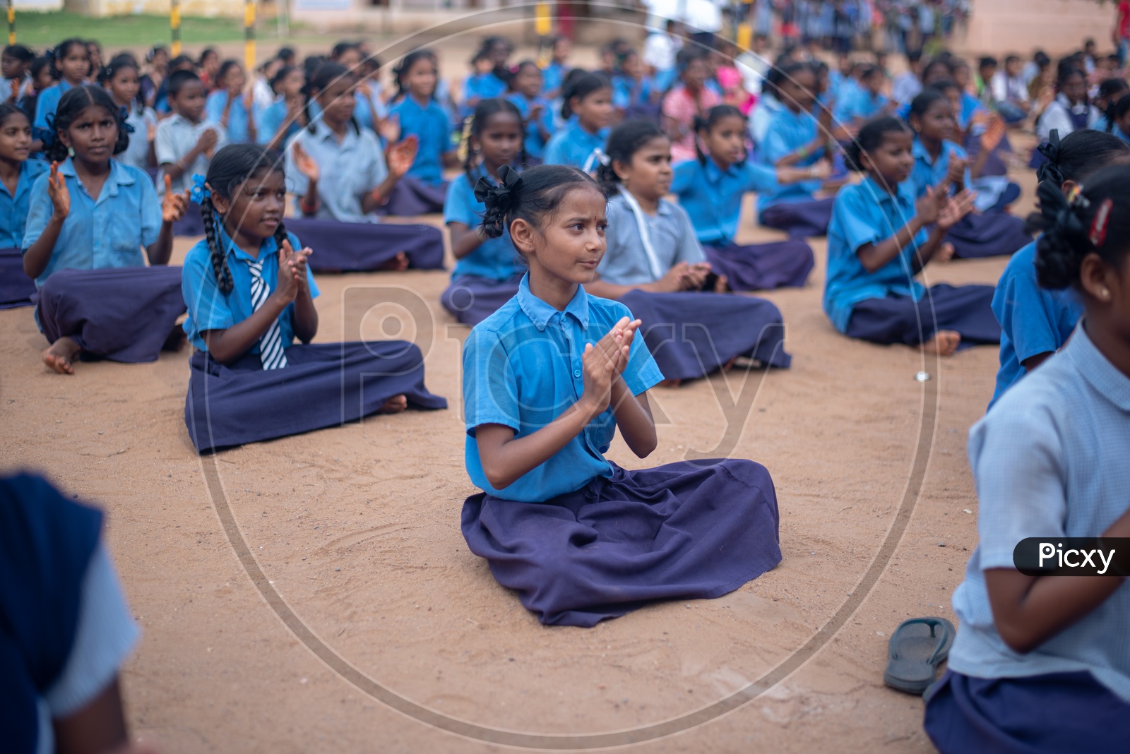 Image of Students in a Government School Practicing Yoda in their Drill ...