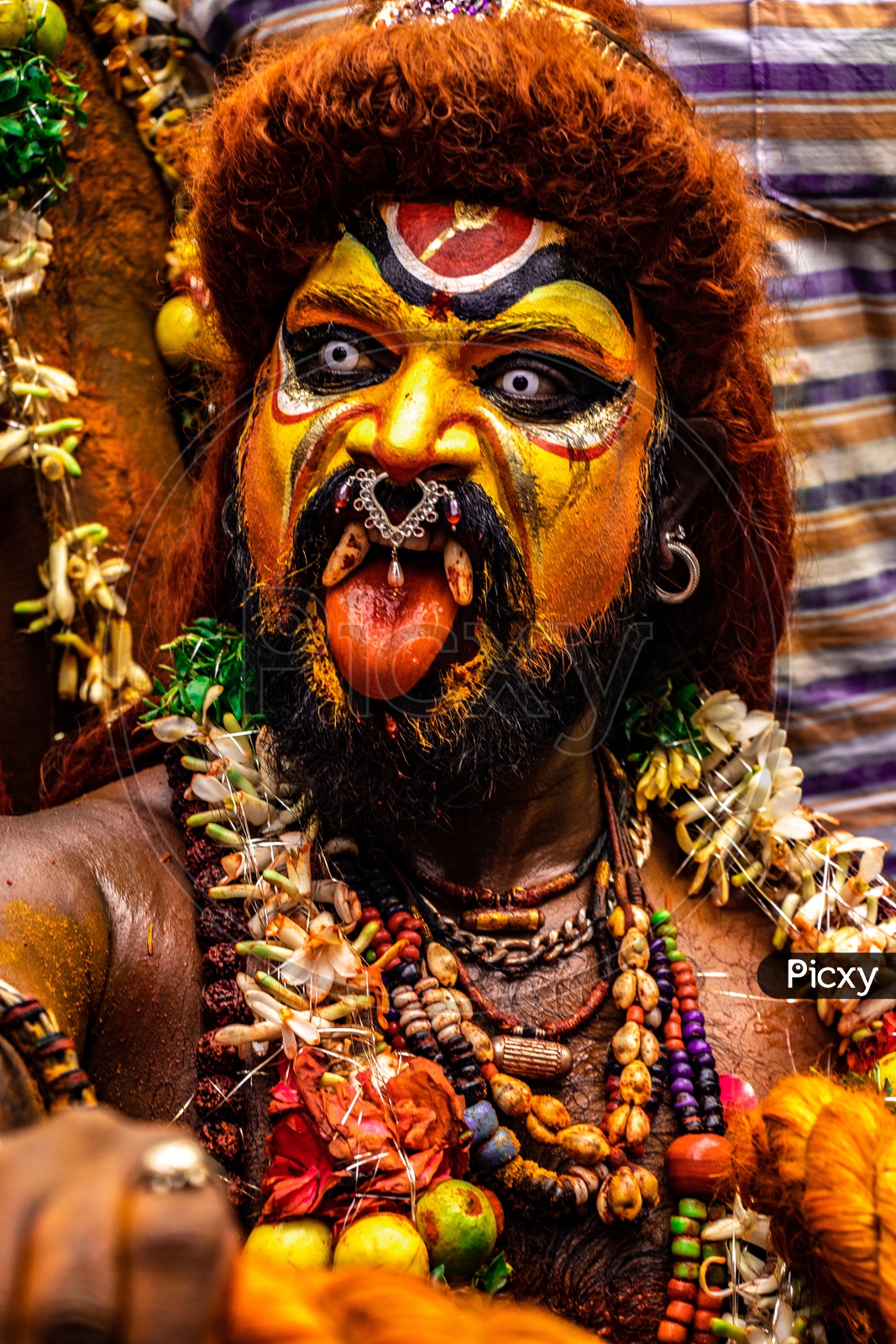 Image of Pothuraju Being Beating and Dancing along The Crowd With Red ...