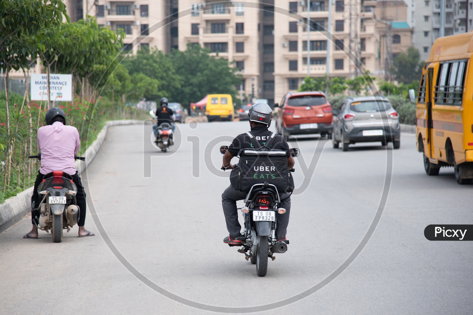 Image of Uber Eats food delivery boy-OA916691-Picxy