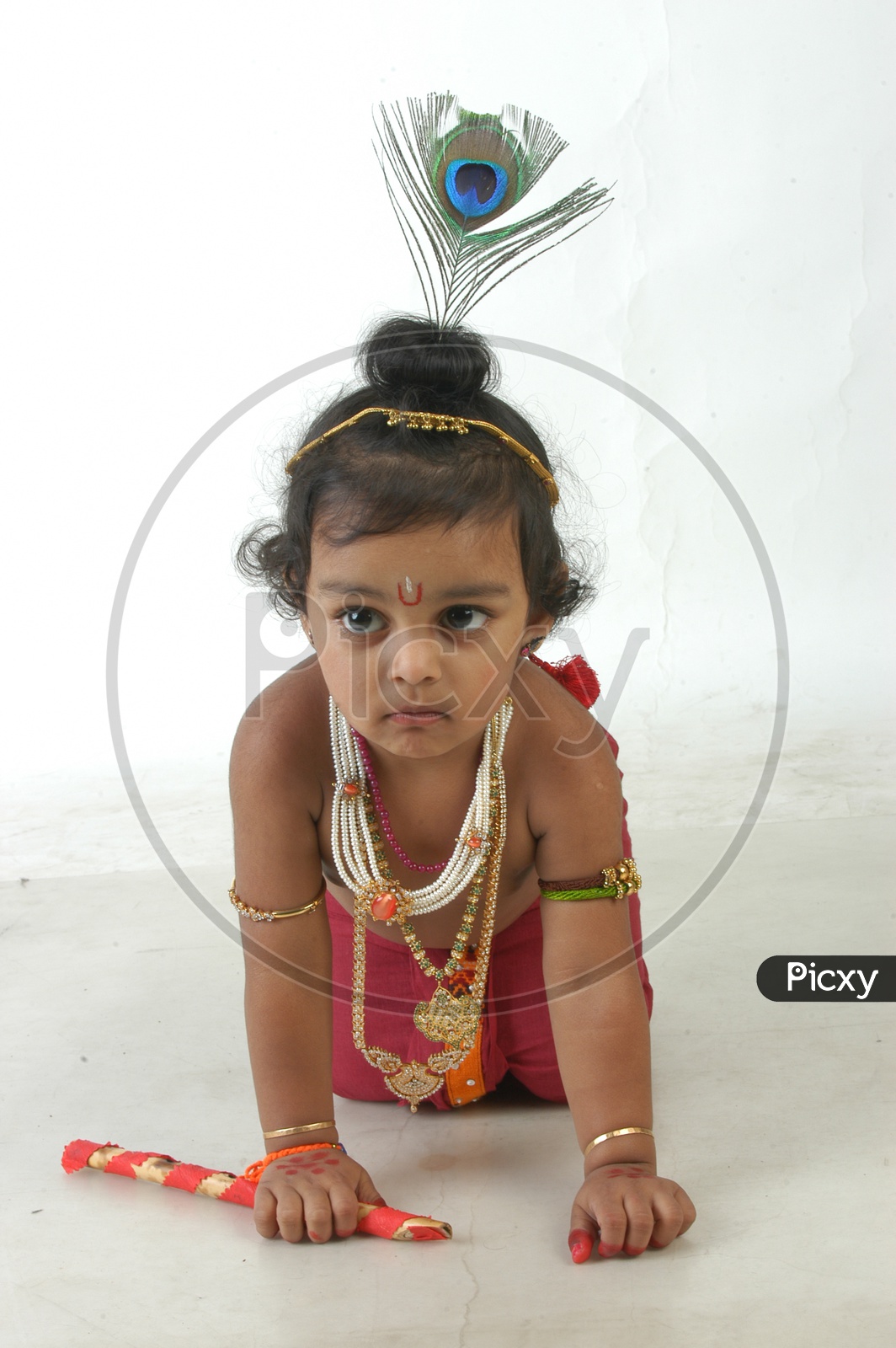 Image of A Cute Indian Boy in a Hindu God Sri Krishna Getup-DL111365-Picxy