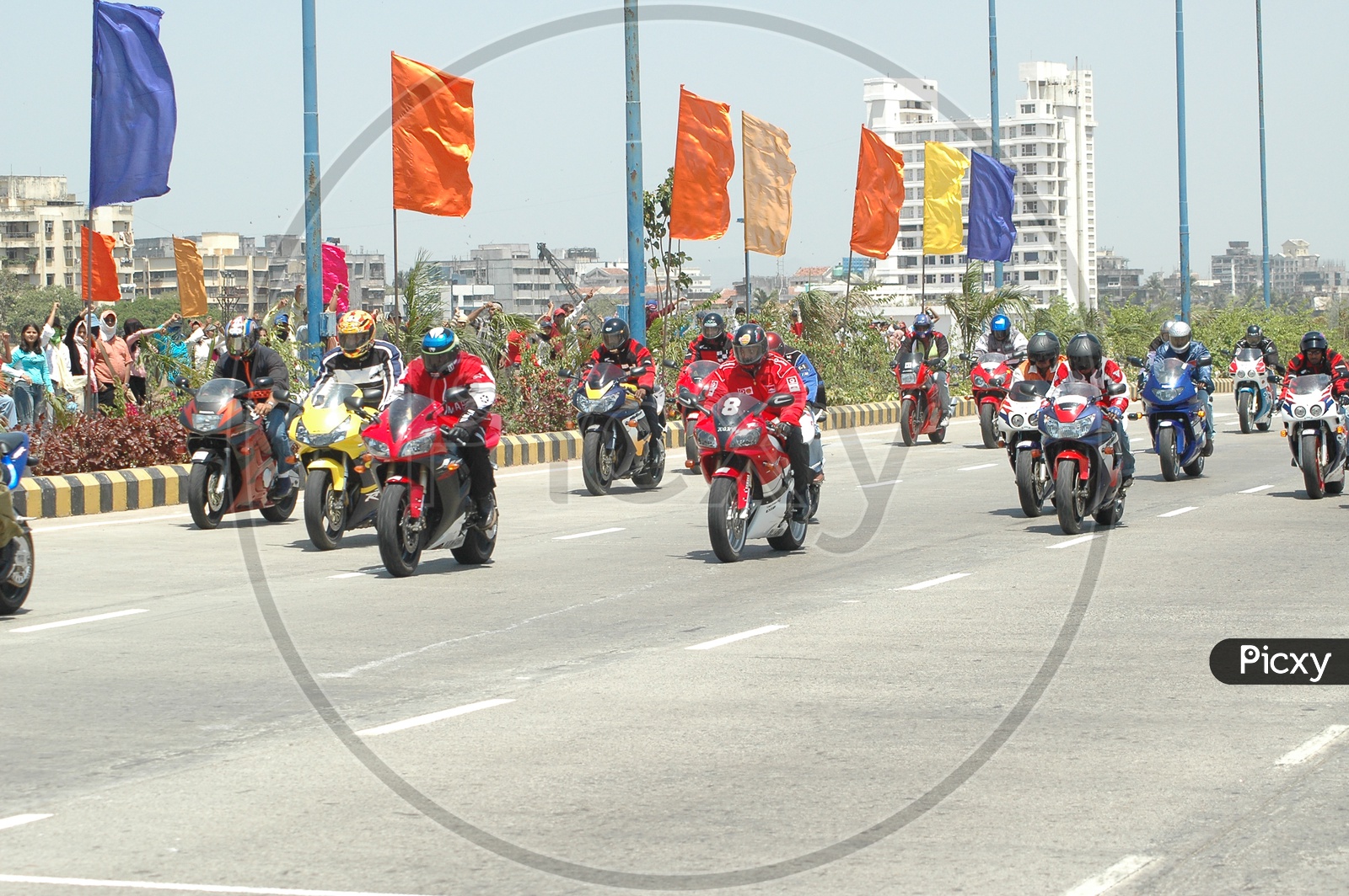 Image of Bike Race Sequence Shot in a Movie With Trendy Bikes-FA084505 ...