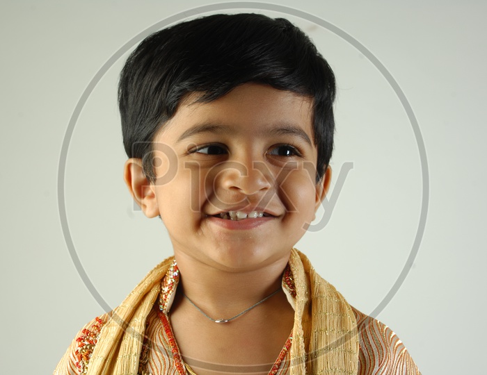 Image of Indian Boy in Traditional Clothes With a Smiling Face Over an ...