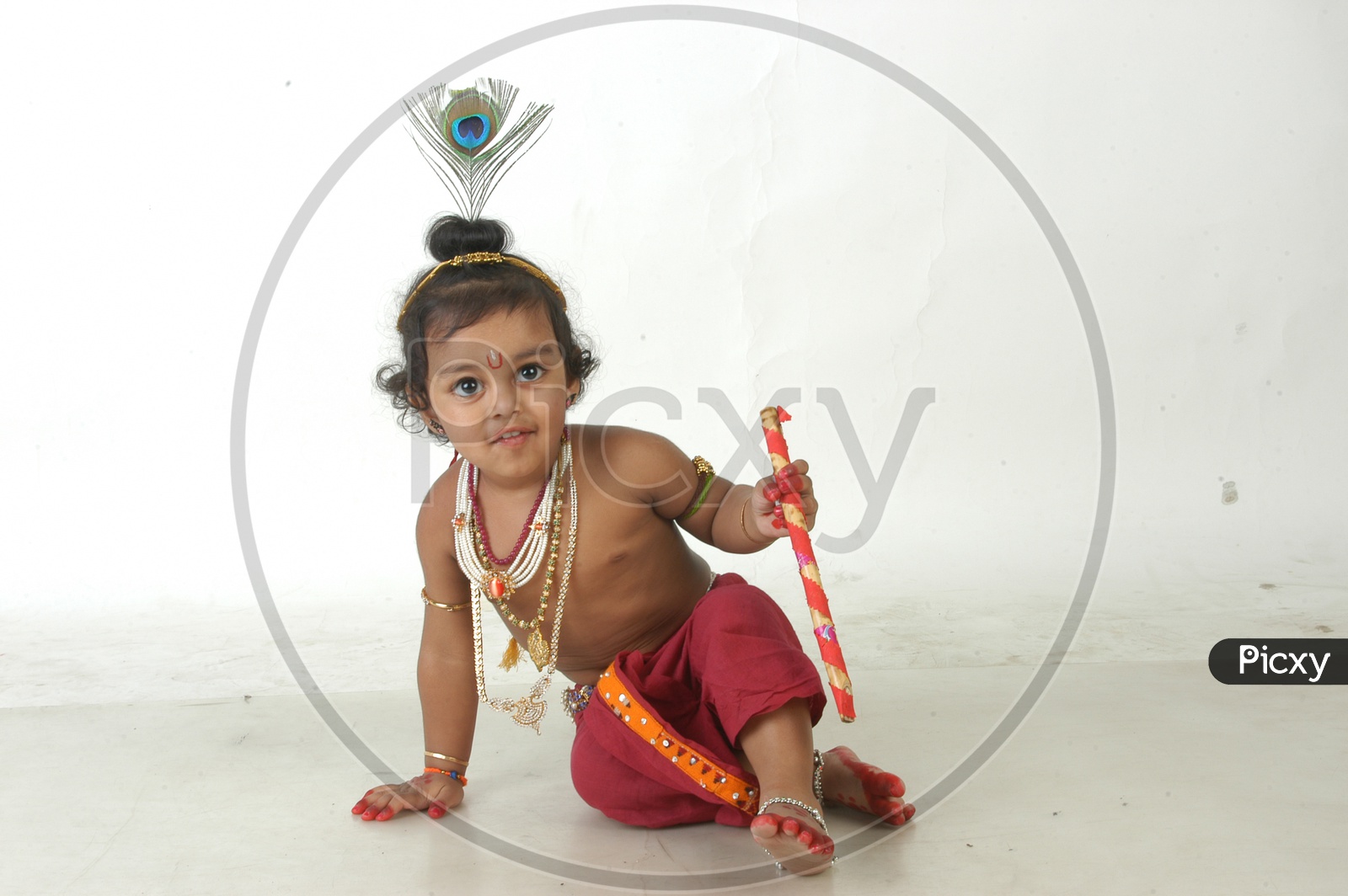 Image of A Cute Indian Boy in a Hindu God Sri Krishna Getup-XI976933-Picxy